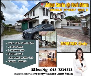 Masai Seri Alam Jalan Suria big land Corner lot Double Storey Semi D ...