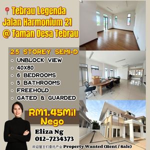 Taman desa Tebrau Lagenda Jalan Harmonium 21 Rare unit Unblock View 2.5 ...