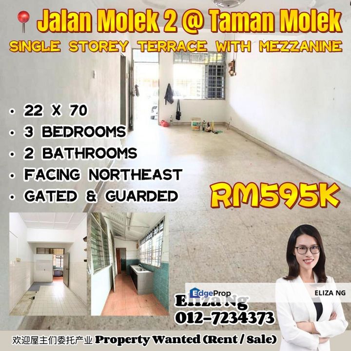 Taman Molek Jalan Molek 2 Single Storey with mezzanine for Sale for ...