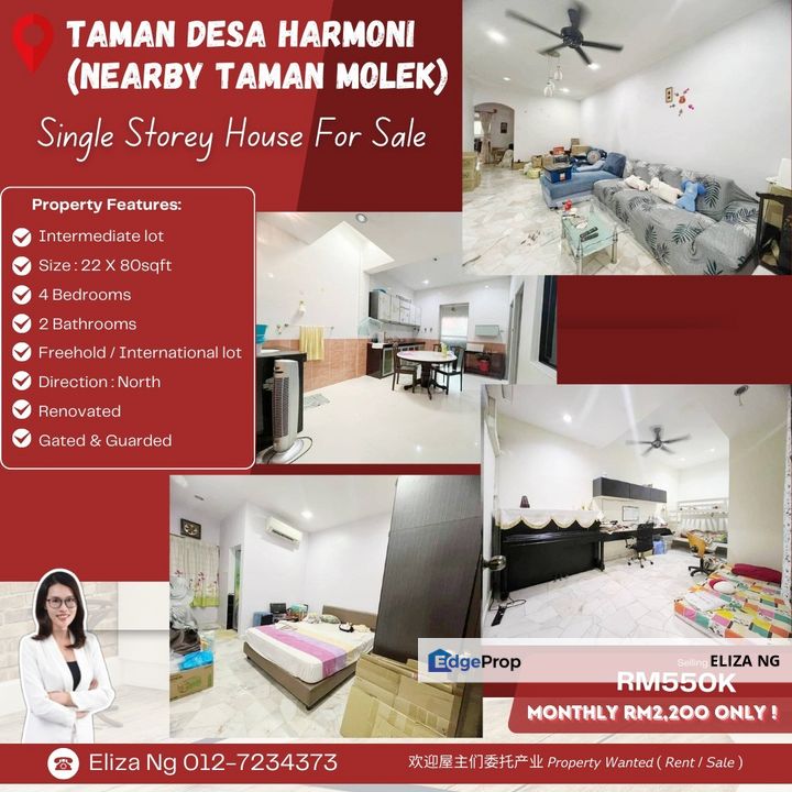 Molek Desa Harmoni Big Size Fully Renovated Single Storey for Sale for ...