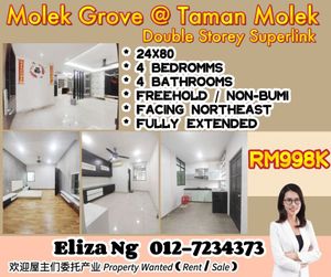 Taman Molek Grove Fully Extended Double Storey Superlink for Sale for ...