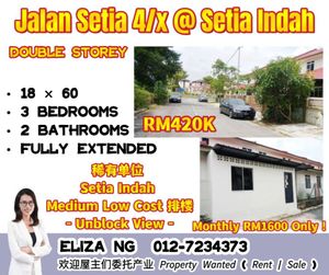 Taman Setia Indah Jalan Setia 4 Unblock View Fully extended Double Storey medium cost for Sale ...
