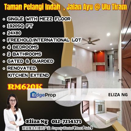 Ulu Tiram Pelangi Indah Jalan Ayu Renovated Single Storey with Mezz ...