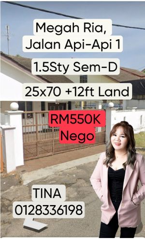 MEGAH RIA, JALAN API-API, 1.5 STOREY SEMI-D for Sale @RM550,000 By TINA TAN | EdgeProp.my
