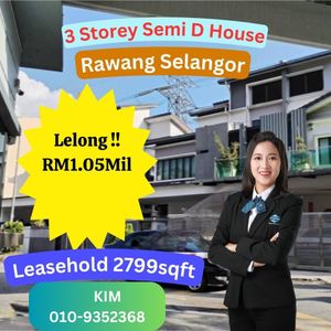 Lelong 3 Storey Semi D House Taman Templer Takun Rawang for Sale @RM1 ...