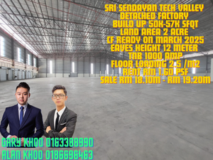 Sri Sendayan Detached Factory bu 51ksf Tnb 1000amp CCC ready march 2025 ...
