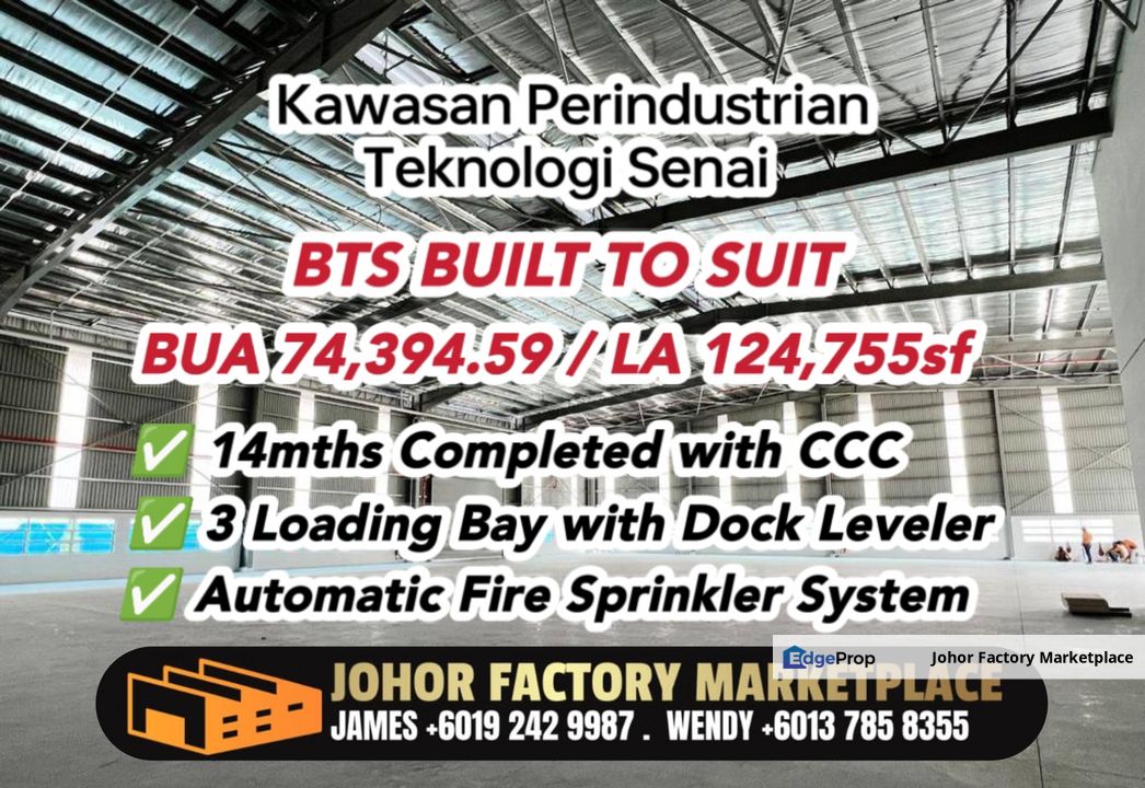 BTS Detached Factory 74k sf 3 Loading Bay with Dock Leveler for Rental @RM133,911 By Johor ...