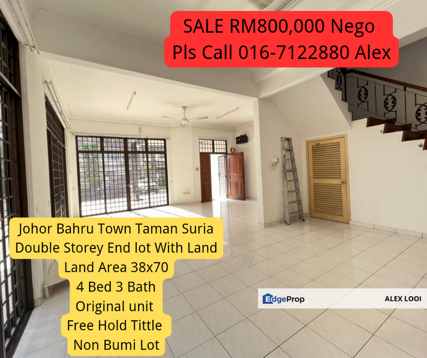 Johor Bahru Town Taman Suria 2 Storey Corner Lot For Sale Taman Sentosa ...