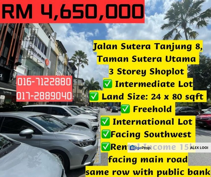 Sutera Utama Beside Sutera Mall 8/3 Same Row Pbb 3 Storey Shop Lot For ...