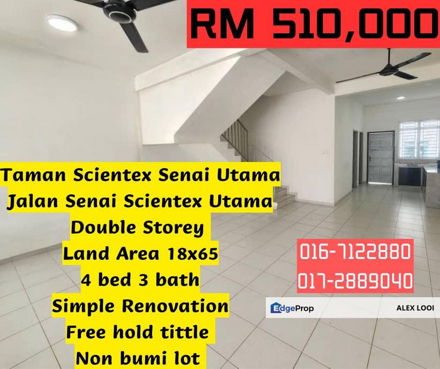 Taman Senai Scientex Utama 2 Storey House For Sale Saleng Kulai for ...
