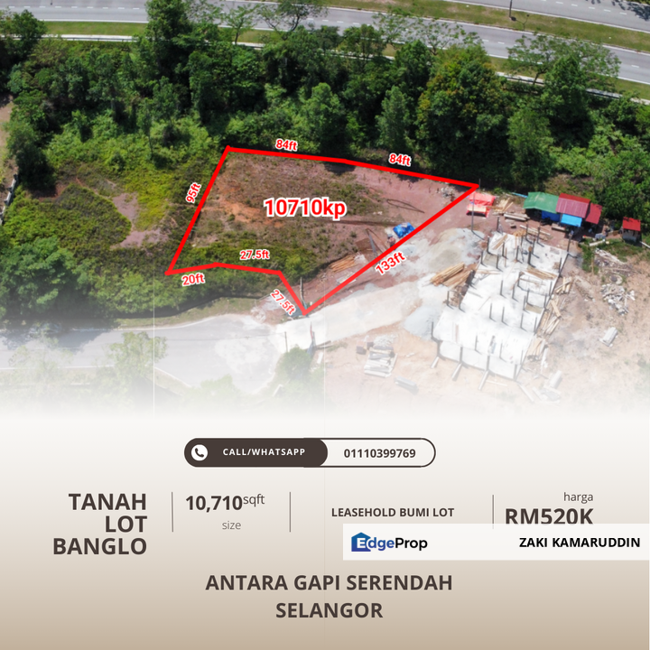 Tanah Lot Banglo Saiz 10710sqft Antara Gapi Serendah Selangor for Sale ...