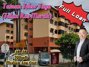 Taman Johor Jaya Jalan Ros Merah Medium Low Cost Flat/ Full Loan/ 3R 2B/ 700sqft/ Market ...