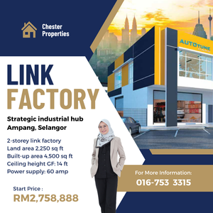 Ampang New 2 Storey Link Factory for Sale for Sale @RM2,758,888 By NUR ...
