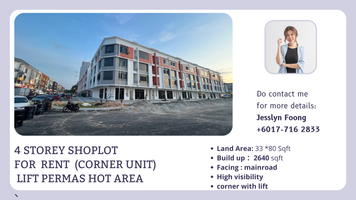 Permas hot area 4 storey corner with lift intermediate for Rental @RM10 ...
