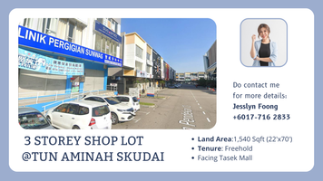 Tun Aminah Skudai 3 Storey Shop Lot For Rent for Rental @RM5,500 By ...