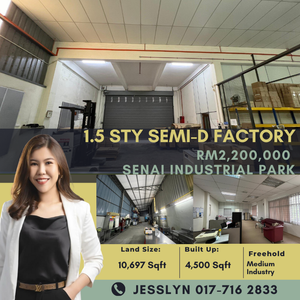 Senai Industrial Park, 1.5 Storey Semi-Detached Factory Corner For Sale ...