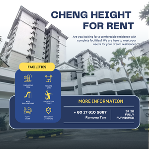FULLY FURNISHED 3R2B Condo Cheng Heights Pulau Gadong Malim Melaka for ...