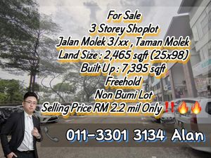 3 Storey Shoplot / Taman Molek for Sale @RM2,200,000 By ALAN TOH | EdgeProp.my