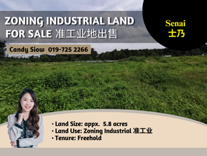 Senai 5.8 acres Zoning Industrial Land for Sale @RM7,074,144 By CANDY SIOW | EdgeProp.my