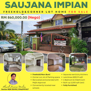 Freehold,Non-Bumi,2 Storey Corner Lot,Renovated,More Parking-Saujana ...