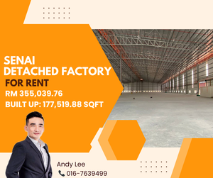 Kawasan Perindustrian Senai 1 Detached Factory Warehouse for Rent for Rental @RM355,040 By LEE ...