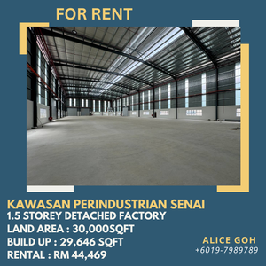 Kawasan Perindustrian Senai 1.5 Storey Detached Factory for Rental ...