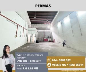 Permas@1.5 Storey Terrace Factory for Sale @RM1,020,000 By VEEKIE NG ...