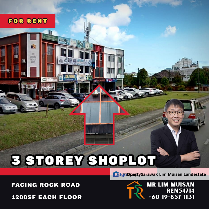 3 Storey Shoplots at Rock Road in Kuching for Rent for Rental @RM5,800 ...