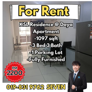 KSL Residences Daya at Taman Daya 3 Bed 3 Bath Full Furnished 1 Parking ...