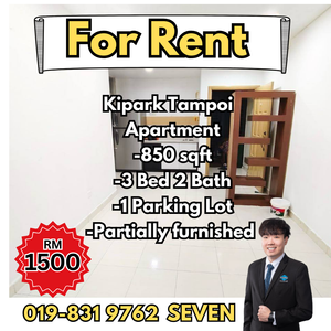 Kipark Apartment at Tampoi Partially Furnished 3 Bed 2 Bath 1 Parking ...