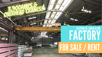 Prime Factory in Shah Alam 3900amps with Overhead Cranes for Sale @RM28 ...
