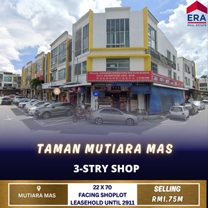Tmn Mutiara Mas @Skudai 3-stry Shop For Sale for Sale @RM1,750,000 By ...