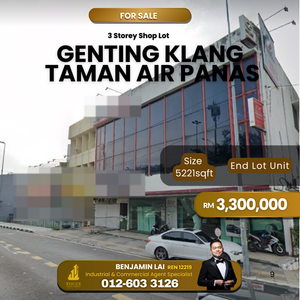 Genting Klang, Taman Air Panas 3 Storey Shop Lot for Sale for Sale @RM3,300,000 By BENJAMIN LAI ...