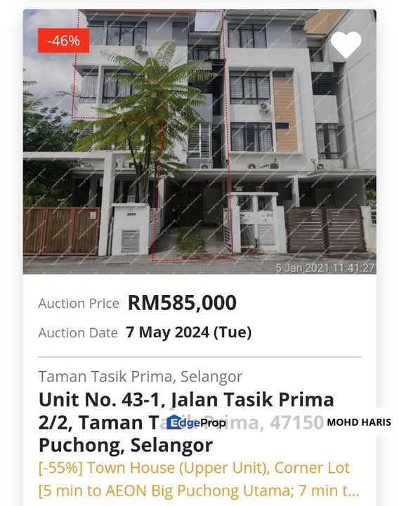 Jalan tasik prima town house upper unit for Auction @RM585,000 By MOHD HARIS | EdgeProp.my