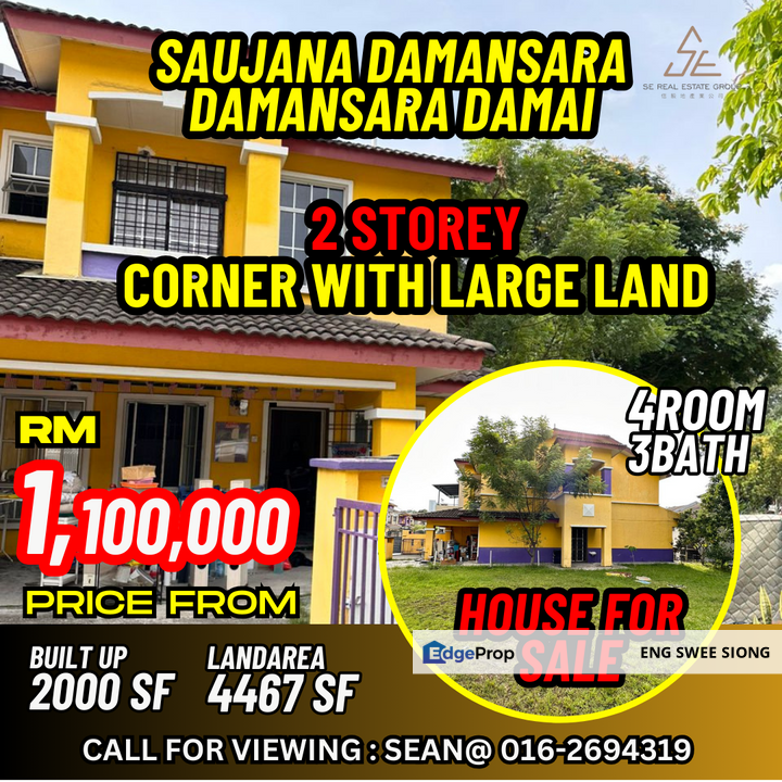 Double Storey Corner Terrace House with Large Land, Saujana Damansara ...